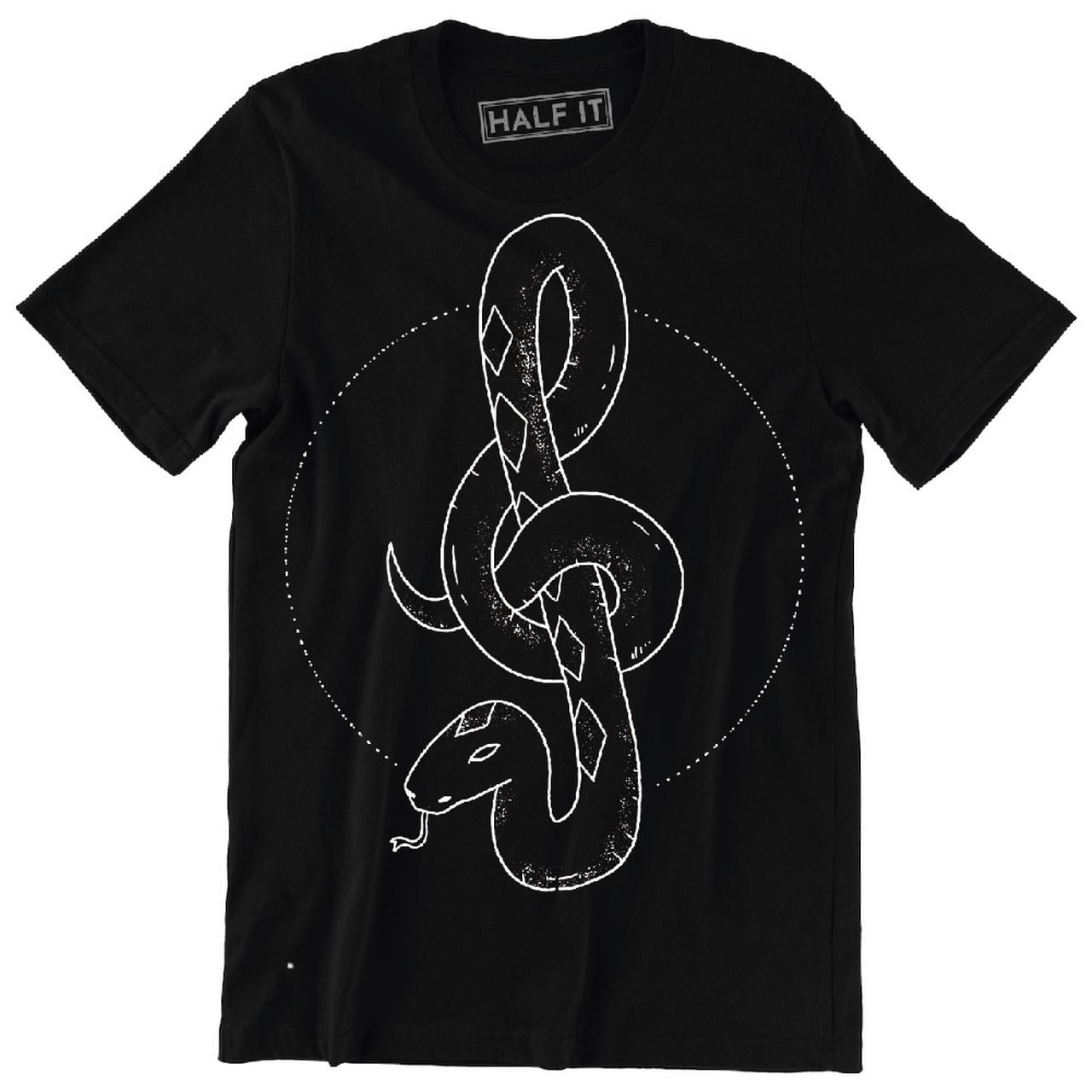 Snake As A Treble Clef In White Line Cool Dark Music Men's T-Shirt ...