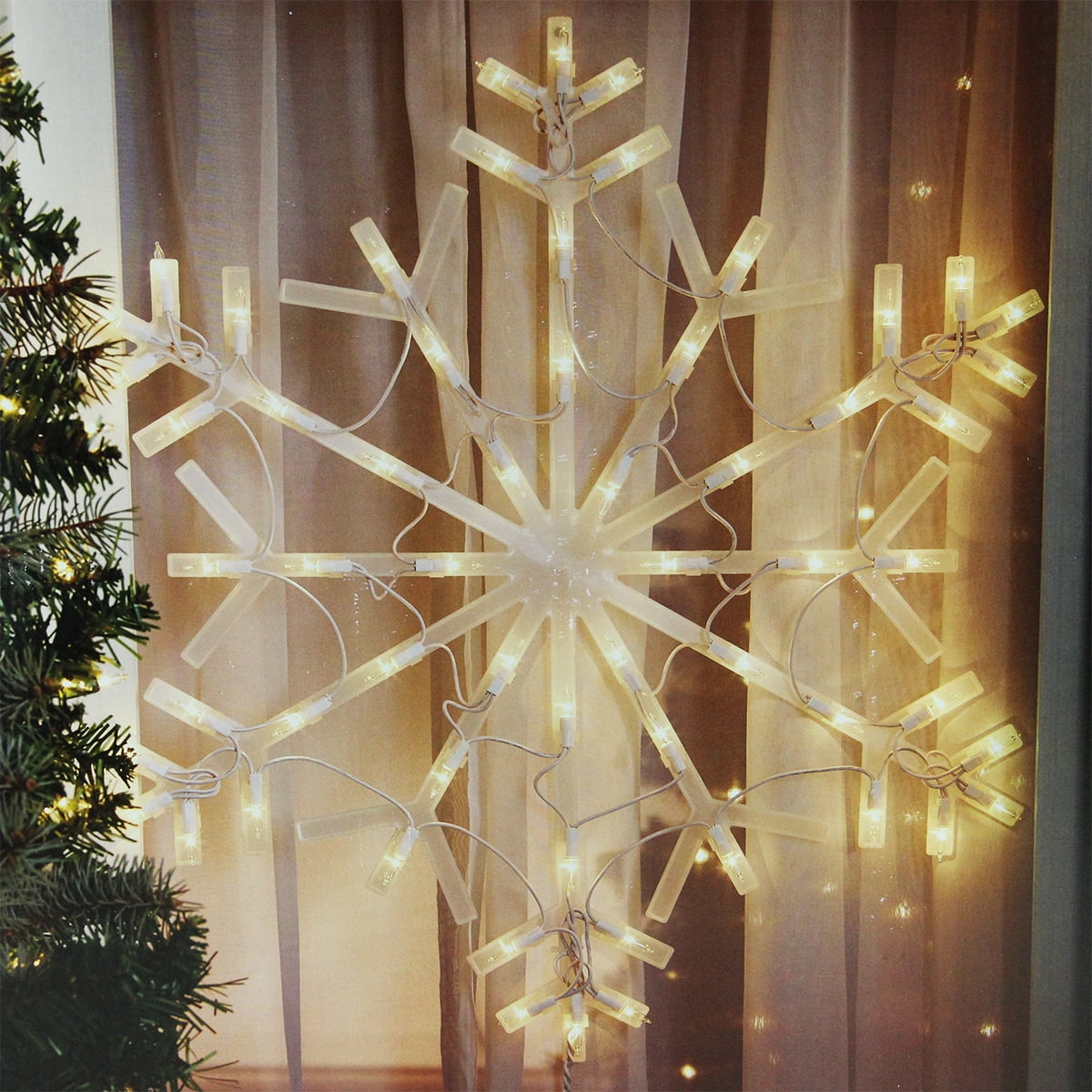 23" Lighted Snowflake Christmas Window Silhouette Decoration - Walmart.com