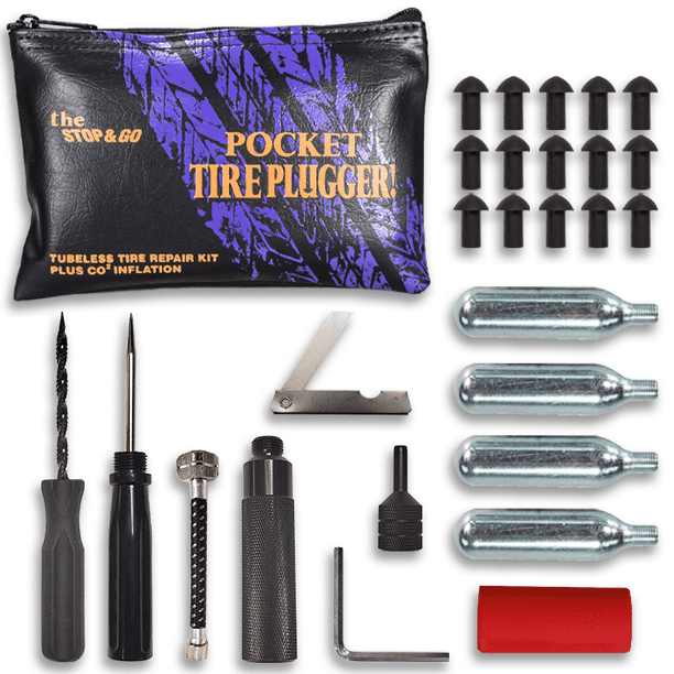 Stop & Go 1001 28 Piece Tubeless Tire Pocket Plugger Repair Kit & CO2 ...