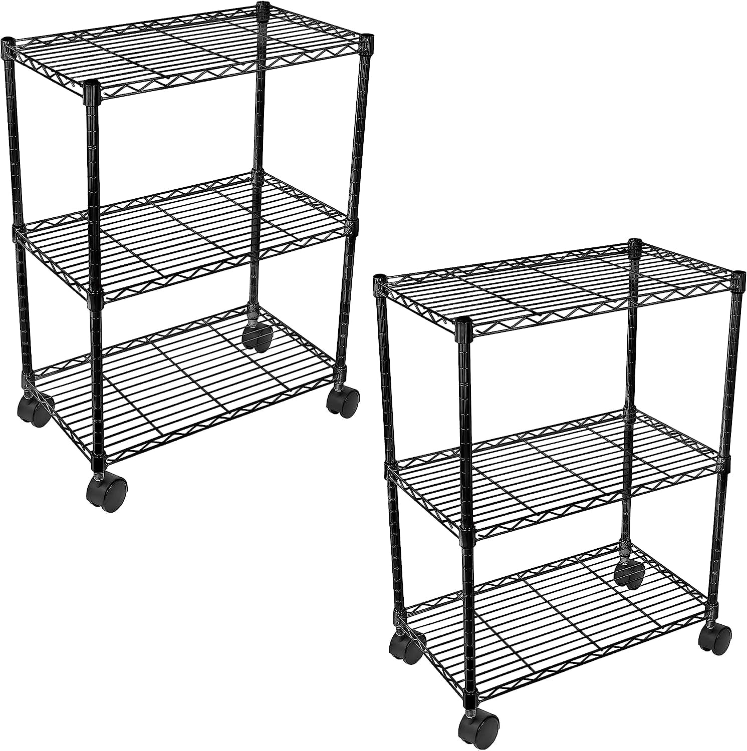 Simple Deluxe Heavy Duty 3-Shelf Shelving with Wheels, Adjustable ...