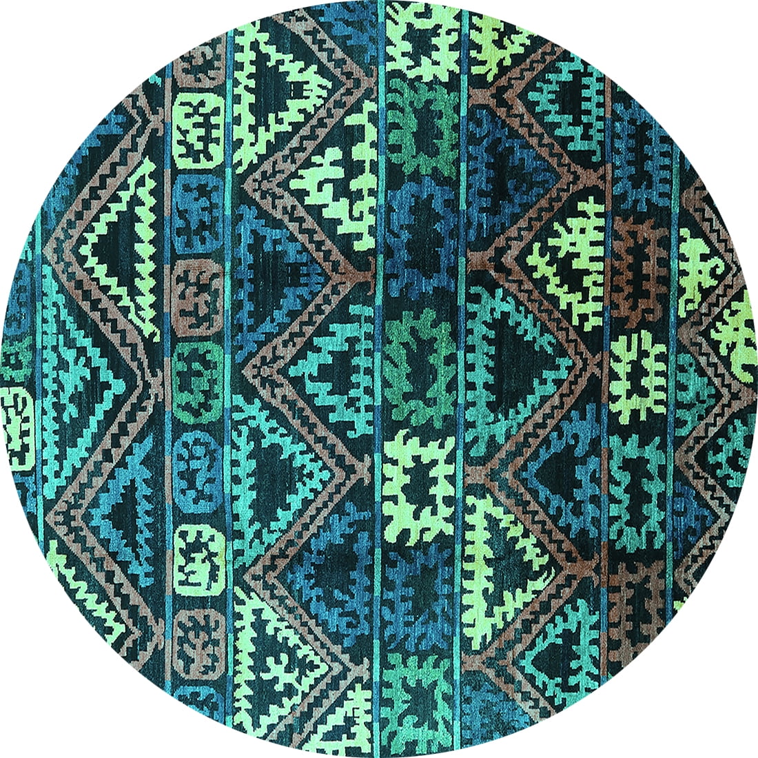 Ahgly Company Indoor Round Solid Turquoise Blue Modern Area Rugs, 5 ...