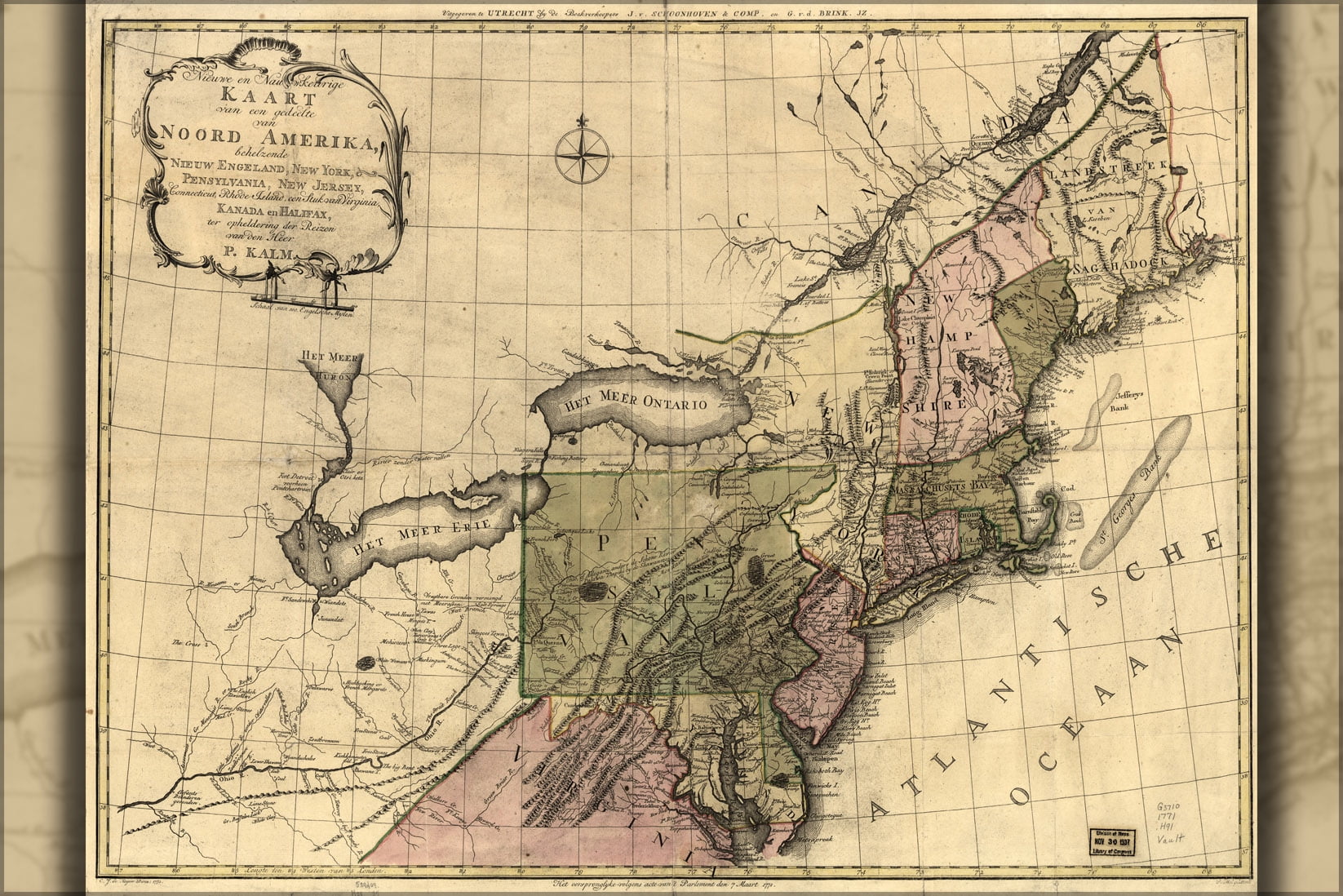 24"x36" Gallery Poster, map of New York Jersey Connecticut 1772 in ...
