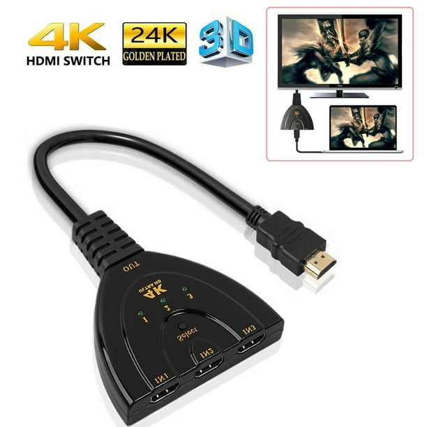 HDMI Switch,3 Port 4K HDMI Switch 3x1 Switch Splitter with Pigtail ...