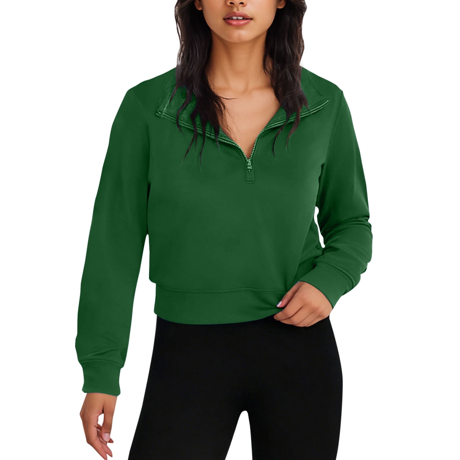 Click here for Ailaofu Women Half Zip Up Cropped Lapel Sweatshirt... prices