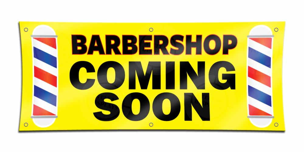 BARBERSHOP Coming Soon Banner (2ft X 5ft) Yellow Barber Vinyl Display ...