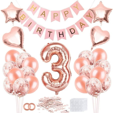 Surrme 3rd Birthday Girl Balloon, Rose Gold 3rd Balloon, 3rd Birthday ...