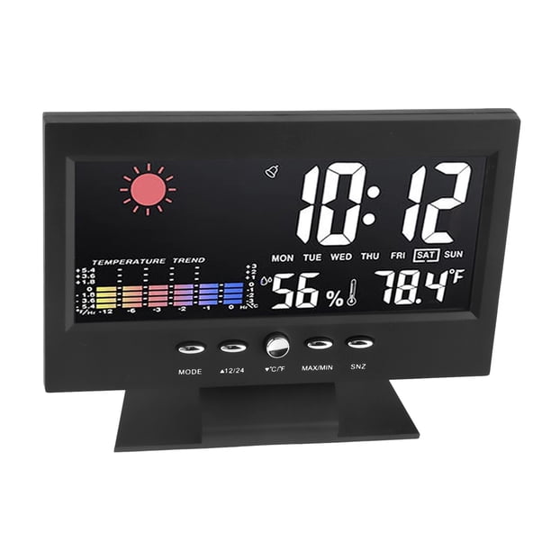 BuyWeek Weather Station, LED Color Screen Weather Forecast Clock Voice ...