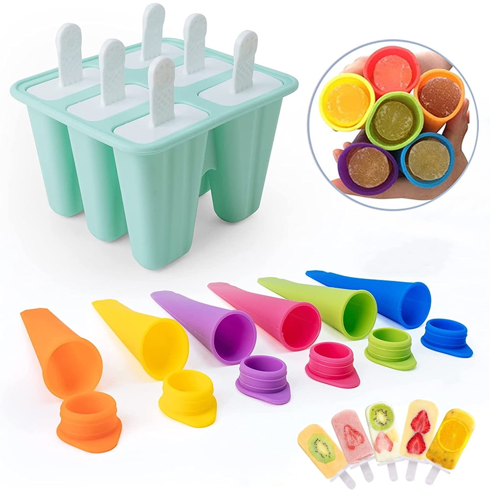Popsicle Molds, 6 Pieces Ice Pop Molds & Colored Hand-Held Popsicle ...
