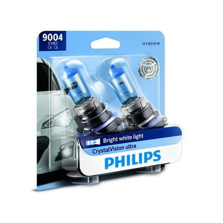 Philips 9004 CrystalVision Ultra Upgraded Bright White Headlight Bulb ...