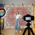 Ethnic Art Boho Backdrop for Photography, Abstract Geometric Red Brown ...