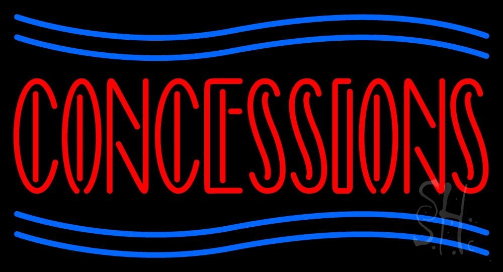 Red Concessions LED Neon Sign 20" Tall x 37" Wide - inches Black Square ...