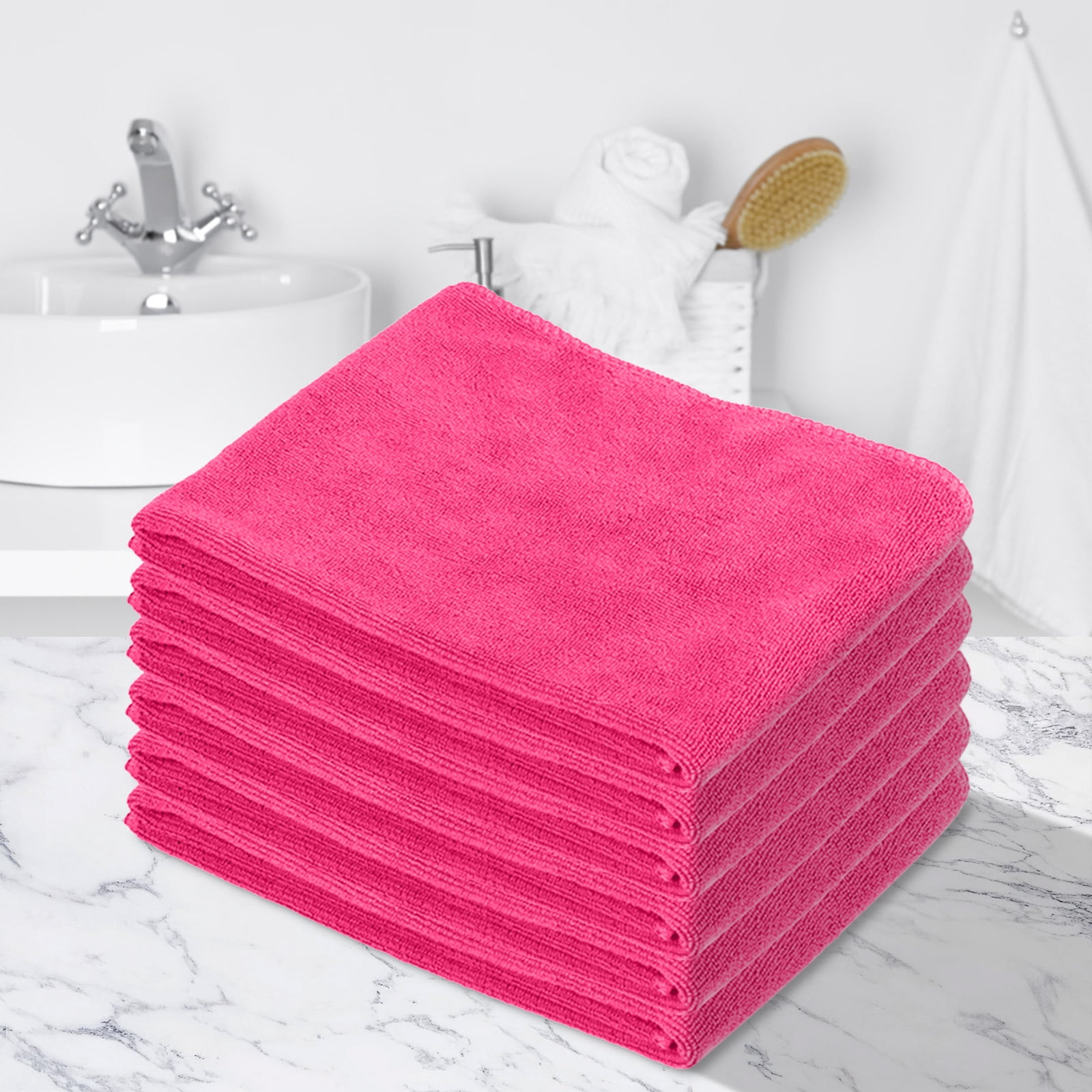 Fridja Super Soft Washcloths Towel Set 6 Pack, Solid Color Highly ...