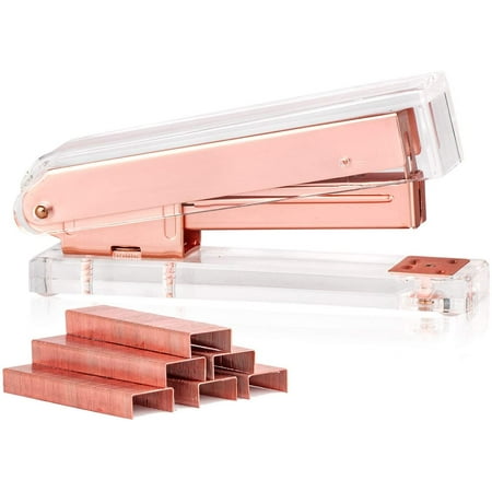 Elegant Ultra Clear Acrylic Rose Gold Desktop Stapler with 1000 for ...