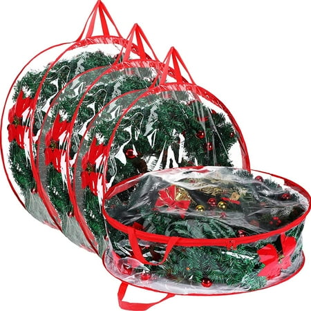 4 Pieces Wreath Storage Container Christmas Clear Xmas Wreath Storage ...