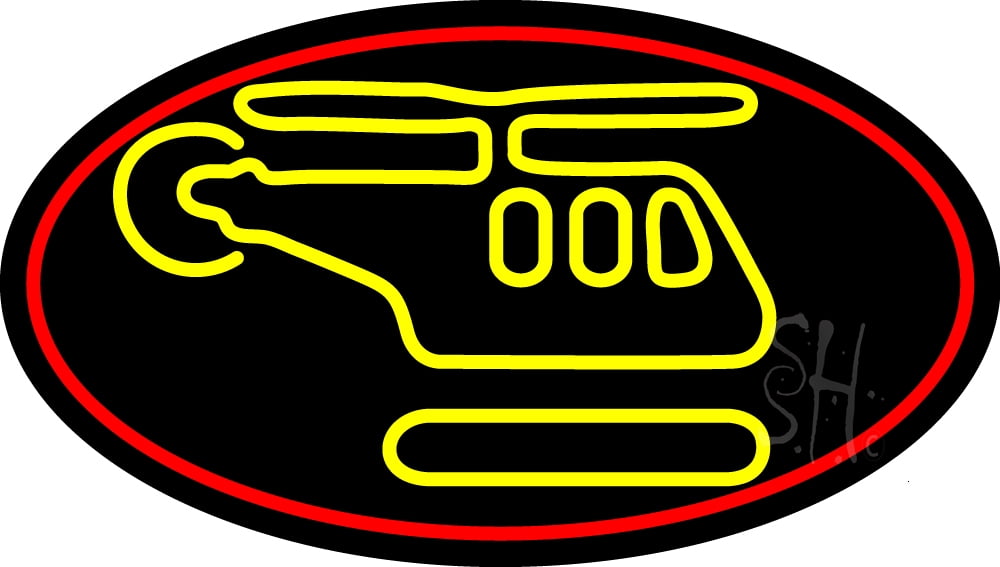 Helicopter Logo LED Neon Sign 20 x 37 - inches, Black Square Cut ...