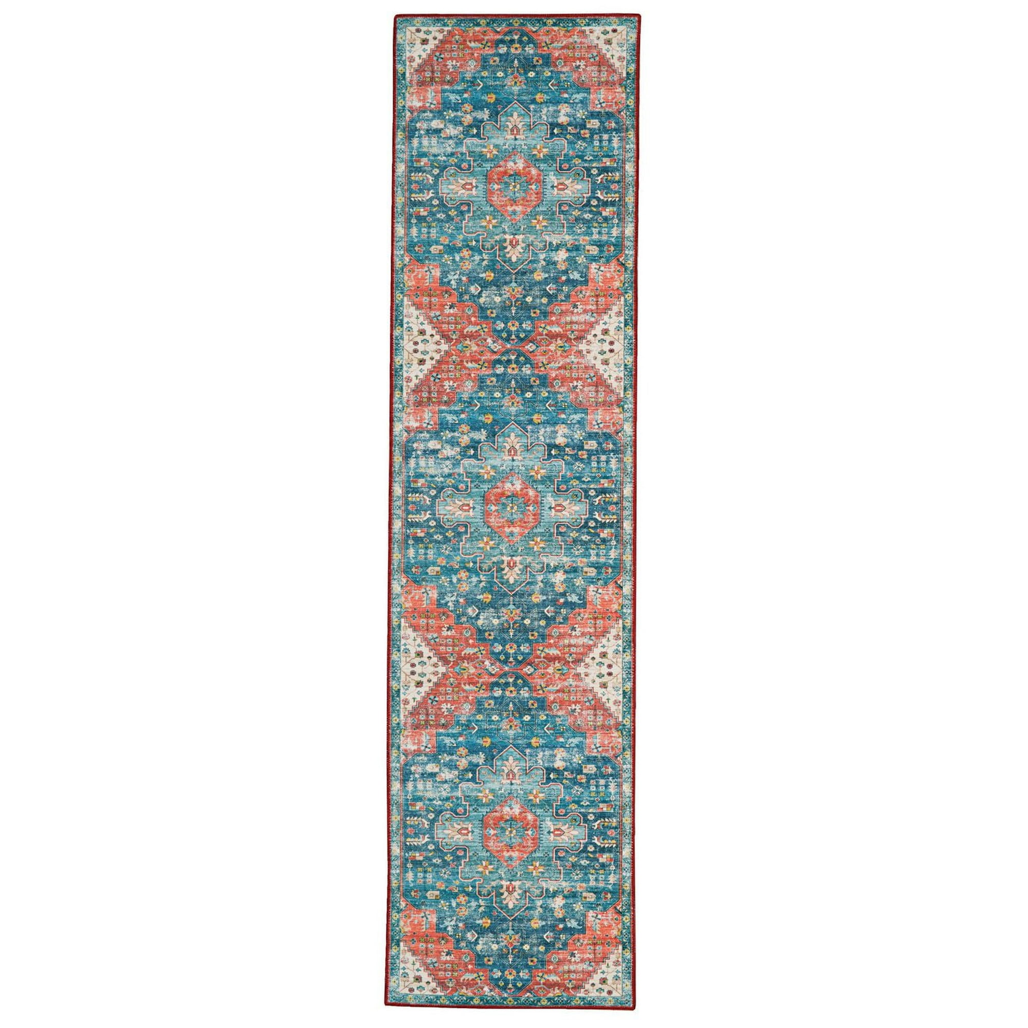 Click here for Linon Markum 2 X 8 Washable Runner  Teal And Rust... prices