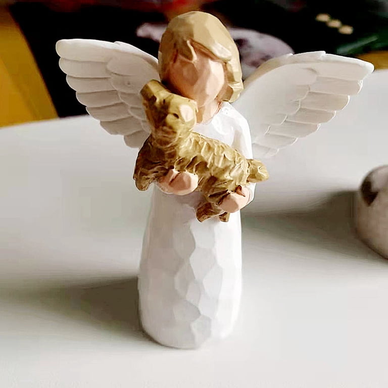 Angel Holding Dog Statue