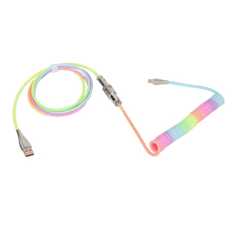 Coiled Keyboard Cable,USB C Gradient Color RGB Luminous Custom Cord ...