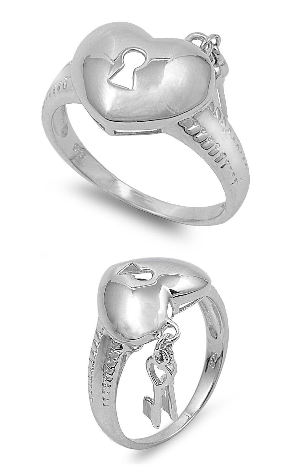 925 Sterling Silver Keys to the Heart Kingdom Ring Size 5 - Walmart.com