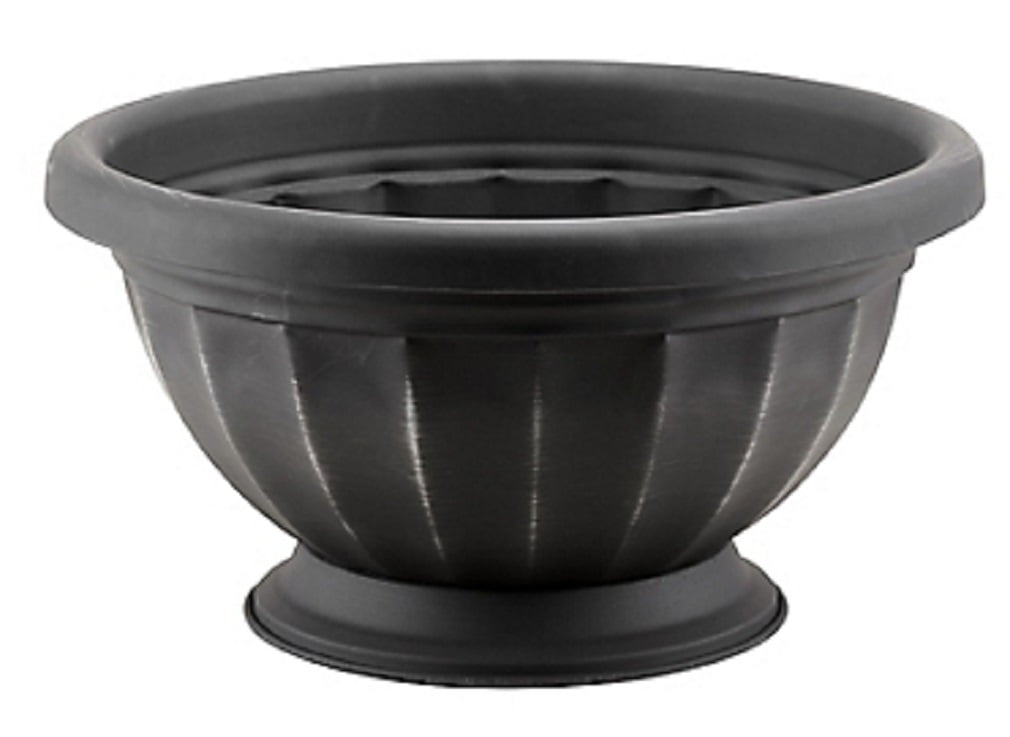 Red Shed ZT221048 Short Black Urn, Round Metal Coal Bucket Planter ...