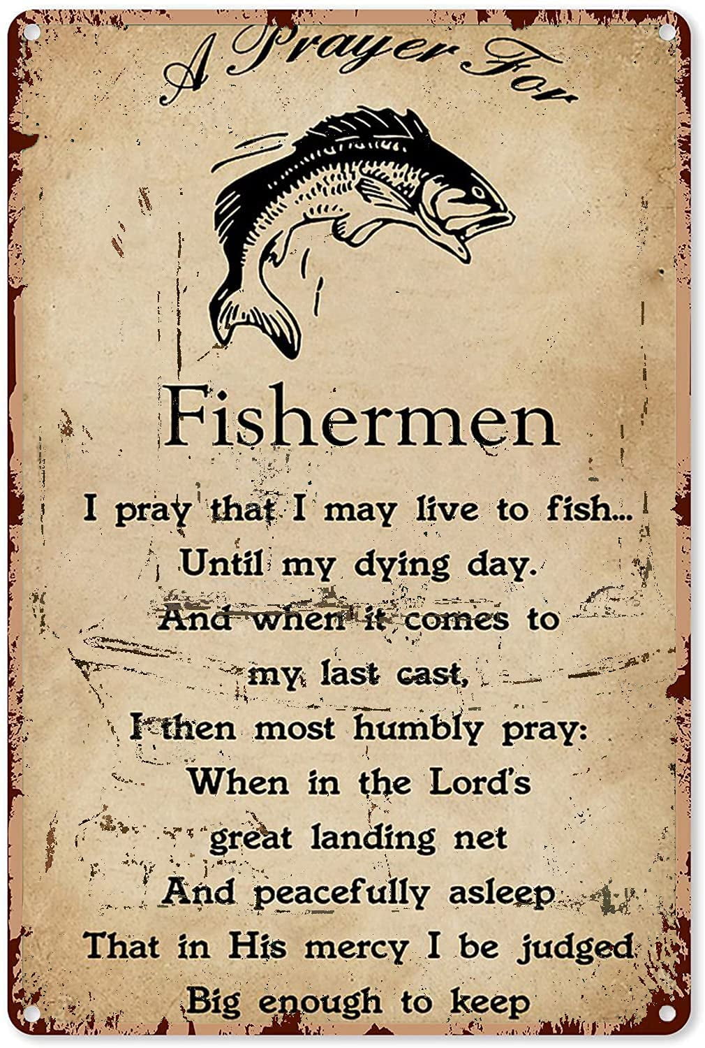Gone Fishing Metal Sign Fisherman Prayer Metal Sign Decor Tin Aluminum ...