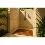 Designer Teak Shower Mat, Waterproof, Large, 32x20x2 for Bathroom, Pool ...