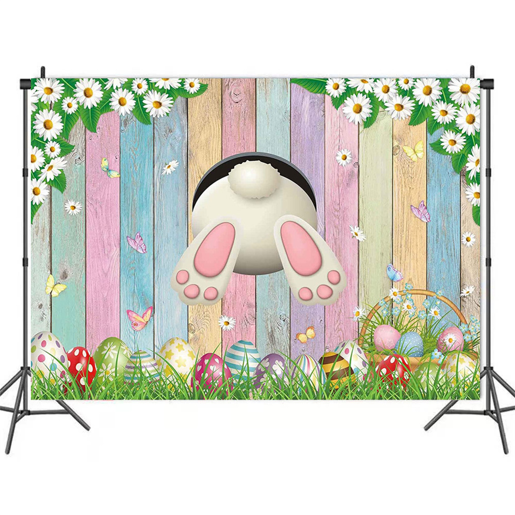 JNANEEI Newborn Cartoon Rabbit Floral Backdrop Spring Photo Studio ...