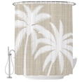 Beige Palm Tree Shower Curtain Set with Hooks, Summer Tropical Beach ...