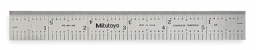 Mitutoyo Steel Rule,Rigid,6 In,32/64/10/100ths 182-103 - Walmart.com