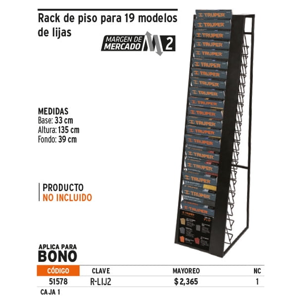 Rack para 19 hojas de lija, Truper Truper R-LIJ2 | Bodega Aurrera en línea