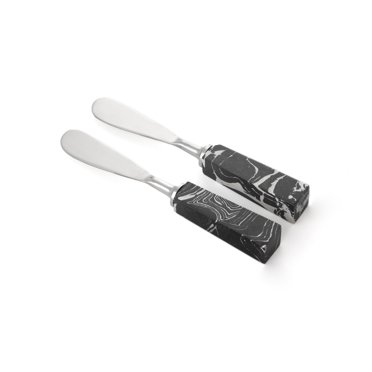 Shiny Black with Wood & Faux Marble Handle Cheese Set/4 - Walmart.com