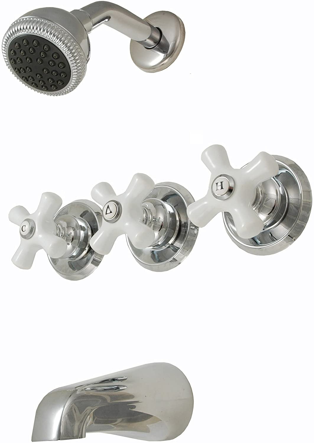 8" Three-handle Tub and Shower Faucets, Chrome Plated, Washerless ...
