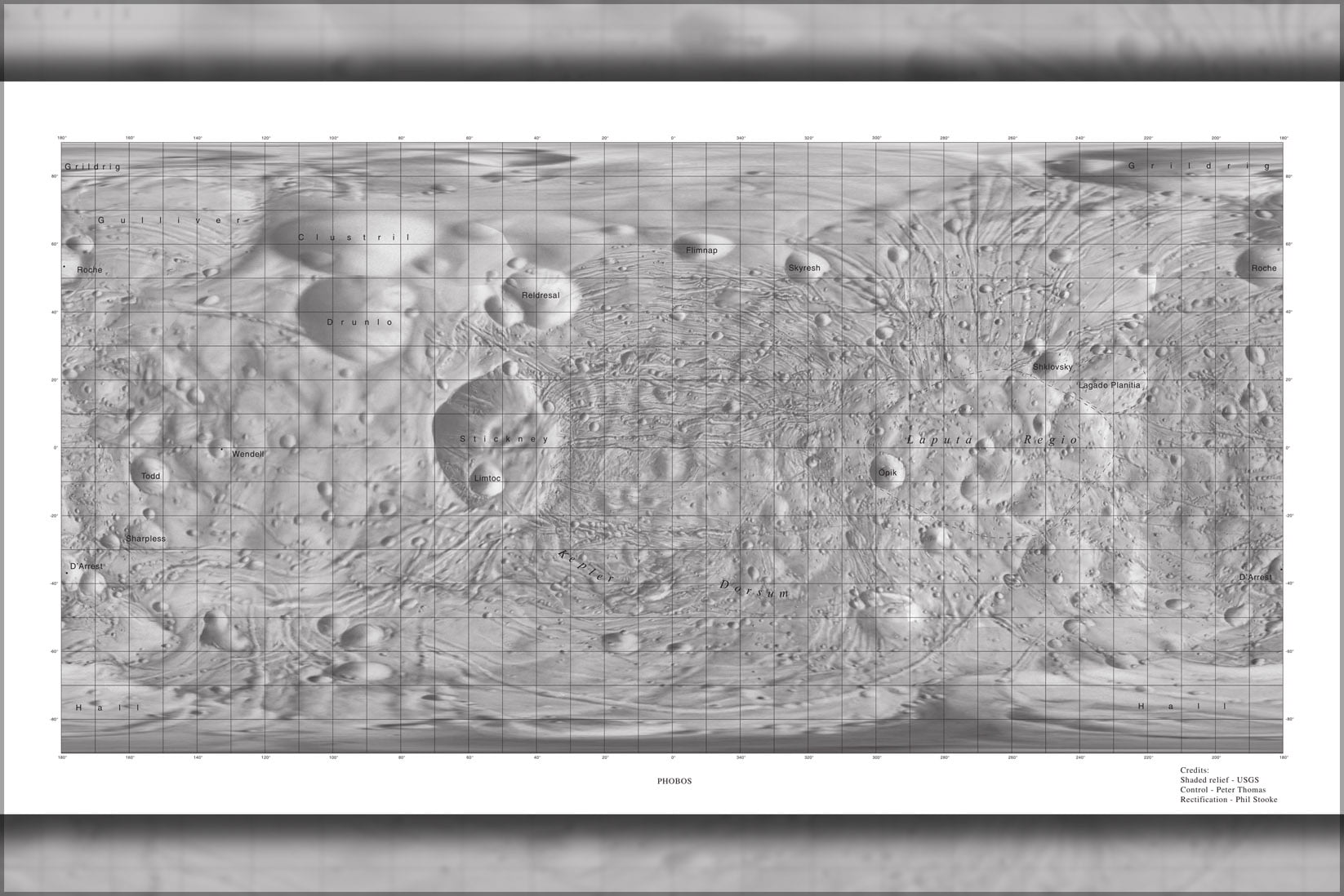 24"x36" Gallery Poster, map of the Mars moon Phobos - Walmart.com
