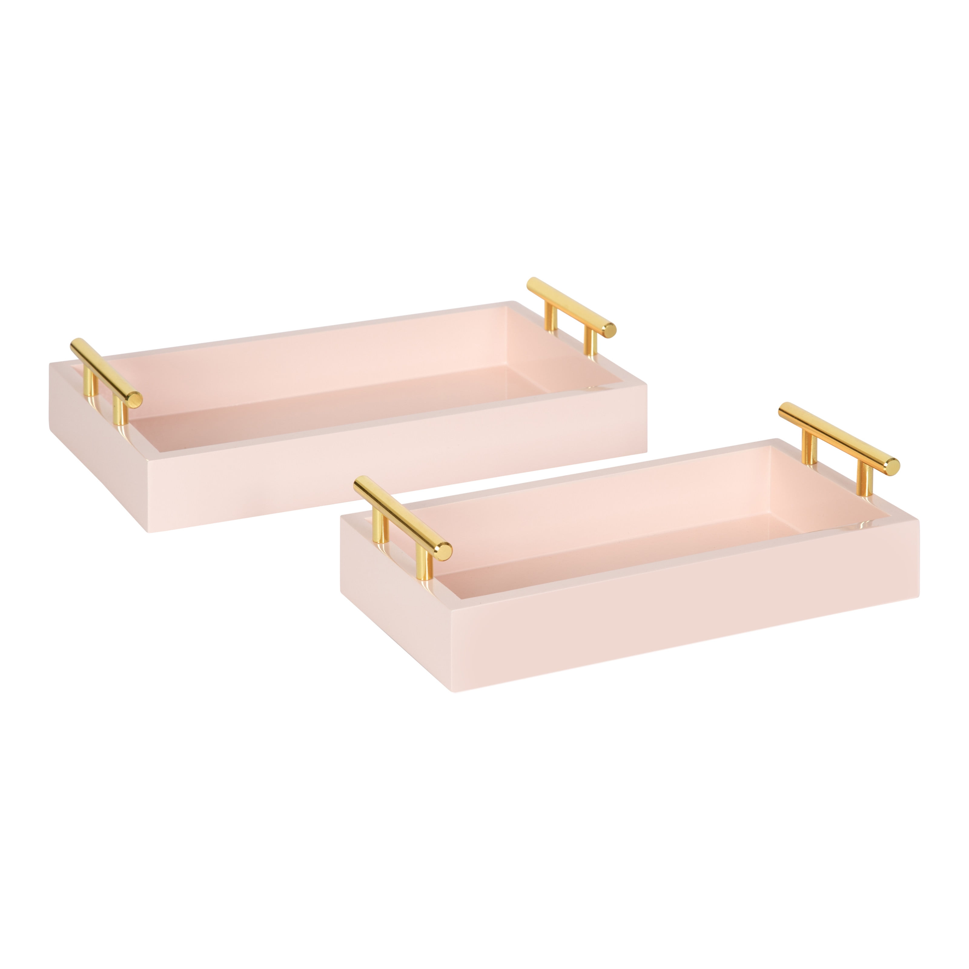 Kate and Laurel Lipton Rectangle Wood Tray Set, Pink 2 Piece - Walmart.com