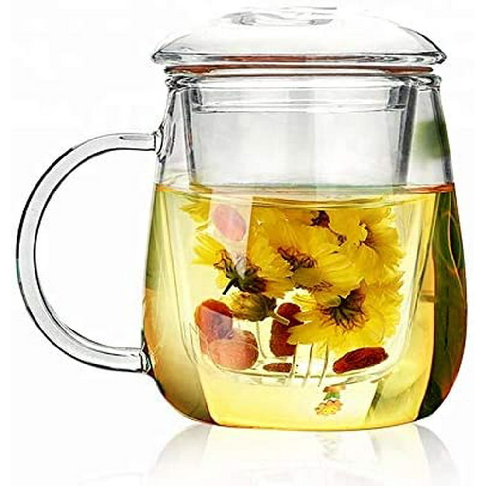 Hand Blow Glass Tea Mug With Infuser Filter Tea Cup 500 ml Heat ...