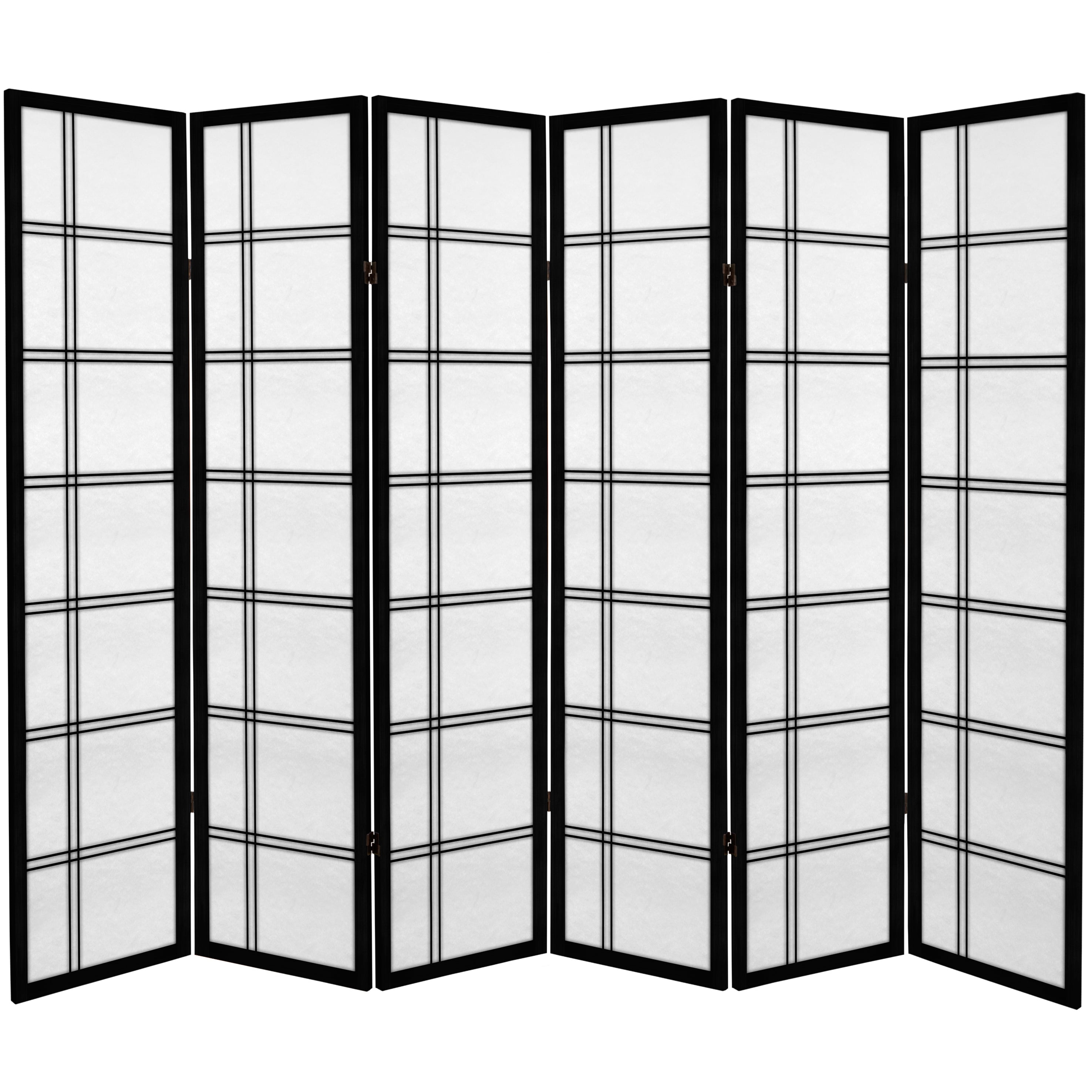 Oriental Furniture 6 ft. Tall Canvas Double Cross Screen - Black - 6 ...