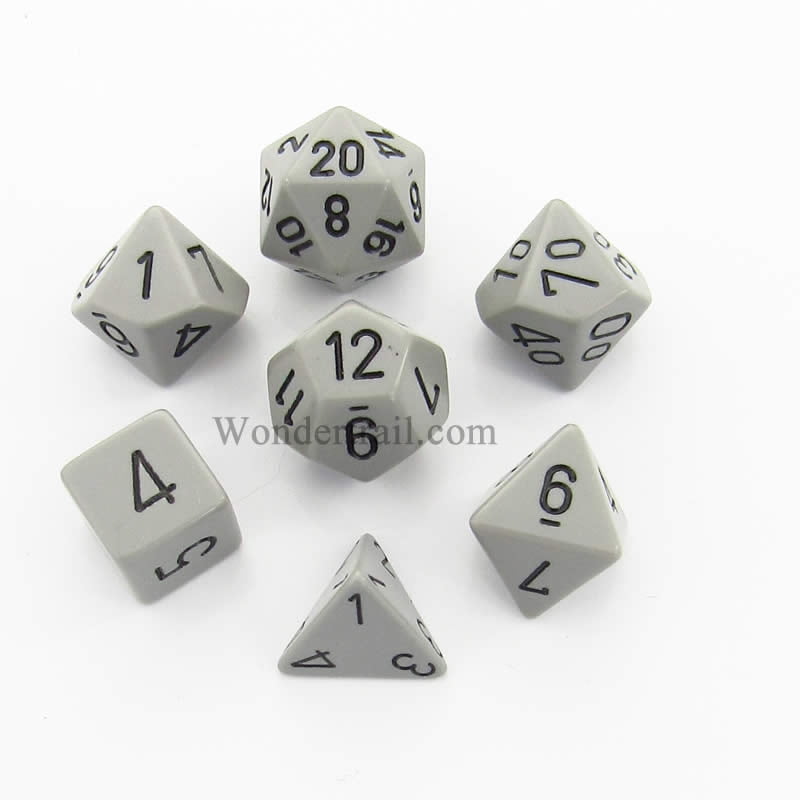 Dark Grey Opaque Dice with Black Numbers 16mm (5/8in) Set of 7 Dice ...