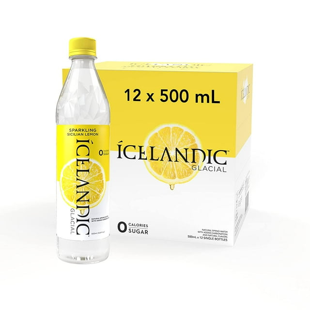 Icelandic Glacial Sparkling Water, Sicilian Lemon, 500 ml, 12 Count ...