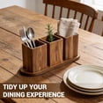 Acacia Wood Utensil Holder 13 x 4.5 x 4.7 in 3-Section Countertop Caddy ...