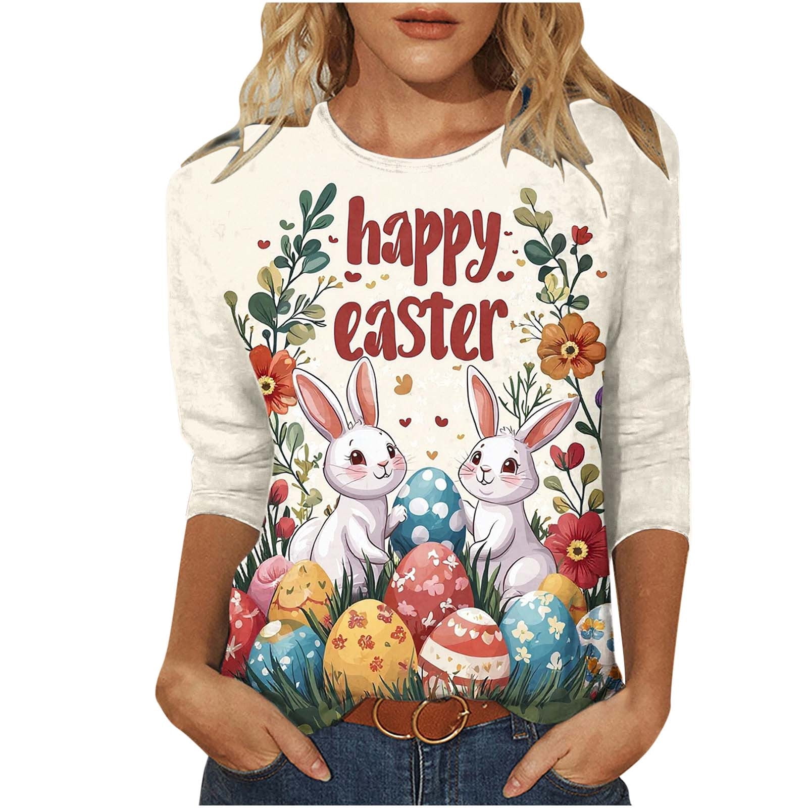 Click here for Unbranded Easter Print T-Shirt For Women  Loose Fi... prices