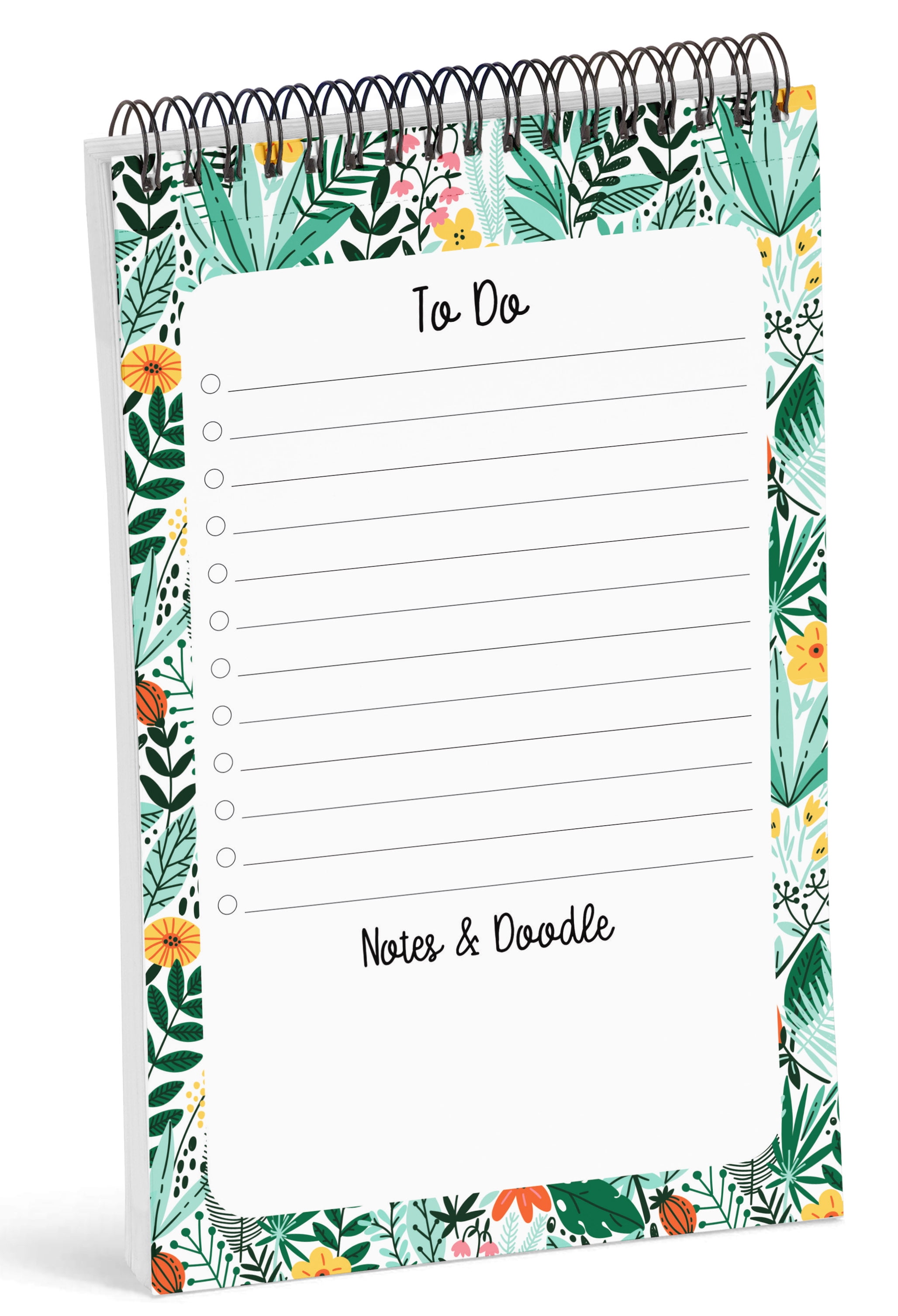 Inkdotpot To Do List Notepad 6 X 9 Paper Stationery, Floral Spiral ...