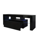 Aukfa TV Stand with LED Lights and Cabinets for TVs up to 55 Inches ...