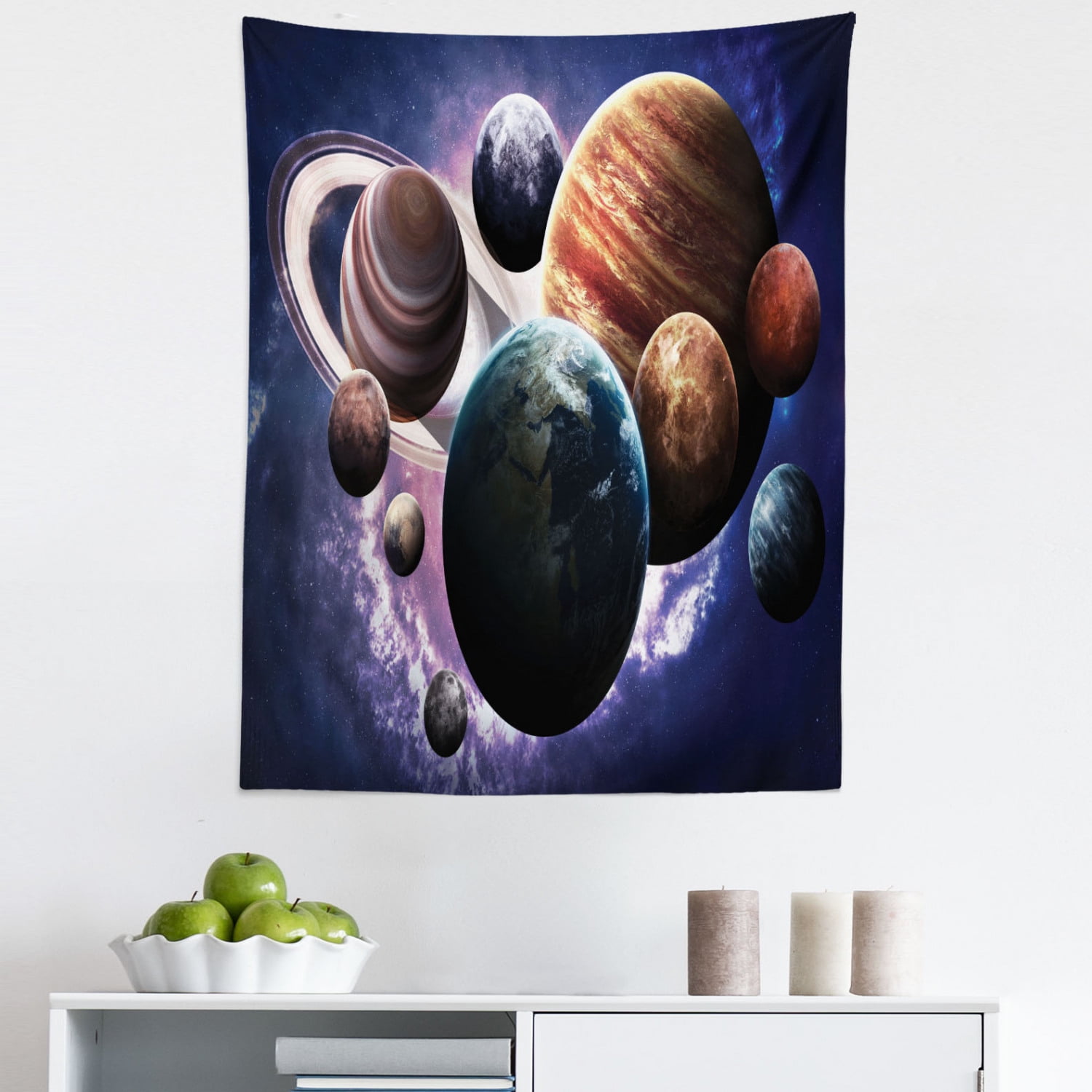Nebula Tapestry, Solar System Planets All Together in Space Mercury ...