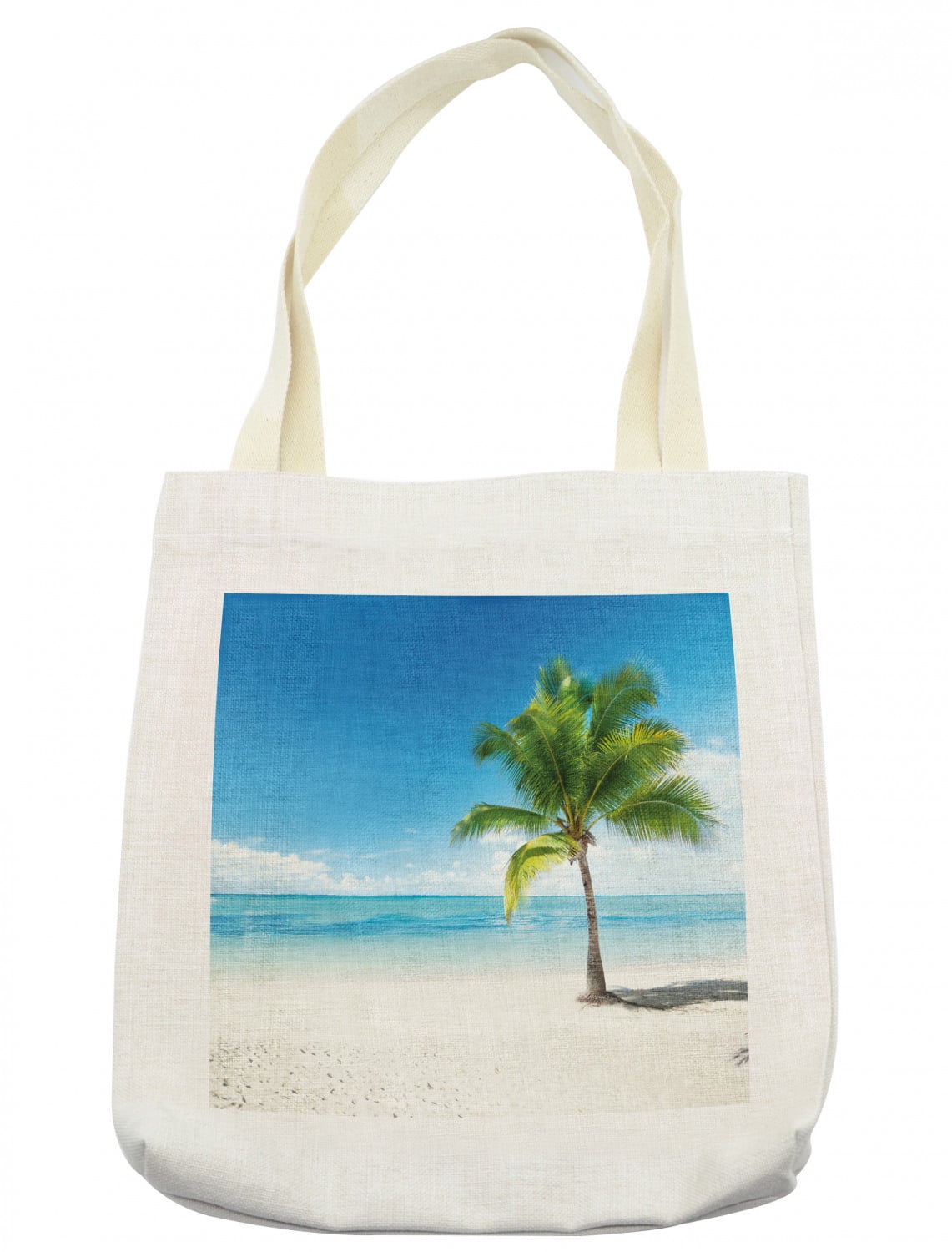 Landscape Tote Bag, Caribbean Maldives Beach Island Sea Ocean Palm ...