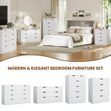 White Dresser with 8 Drawers for Bedroom, Modern Wood Chest of Drawers ...
