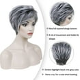 PHOCAS Short Gray Pixie Wigs, Ombre Short Grey Wigs Pixie Cut Layered ...