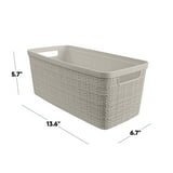 Curver Jute Narrow Beige Plastic Decorative Storage Basket, 13.6 in x 6 ...
