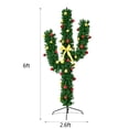 Gymax Pre-Lit LED Lights Artificial Cactus Christmas Tree Ball ...