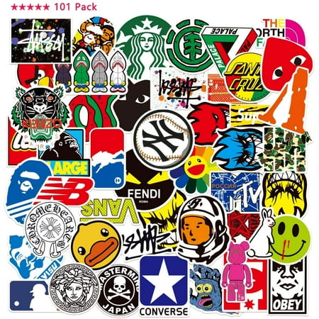 Cool Brand Skateboard Stickers | 101 Pcak | Larger Vinyl Waterproof ...