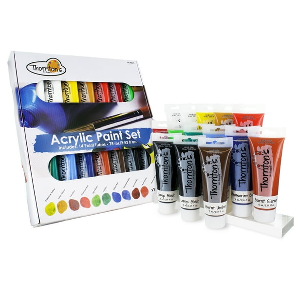 Thornton's Art Supply Acrylic Paint Tubes, Assorted Colors, 75ml (2 ...